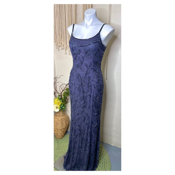 Vintage | Dresses | Vintage Alyce Designs Dark Grey Sleeveless Beaded ...